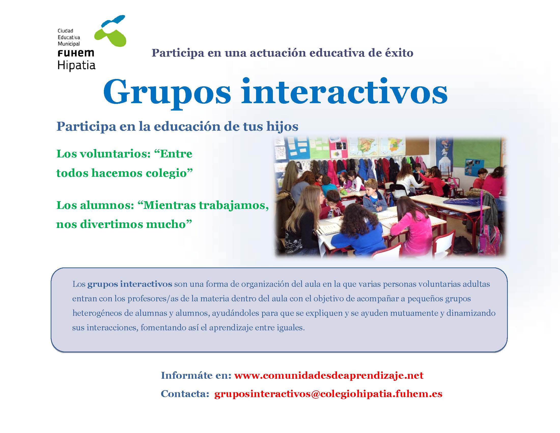 Participa en los grupos interactivos - CEM Hipatia FUHEM